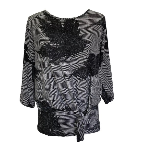 Clara Sun Woo | Tops | Clara Sun Woo Feather Print Lightweight Side Tie ...